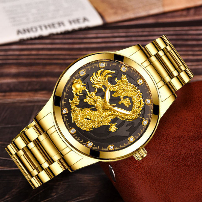 Classic Chinese Style, Embossed Golden Dragon Watch – Sociable Weaver Nest