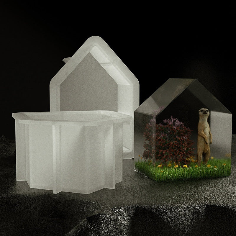 DIY Crystal Glue House Specimen Table Three-dimensional Silicone Mold ...