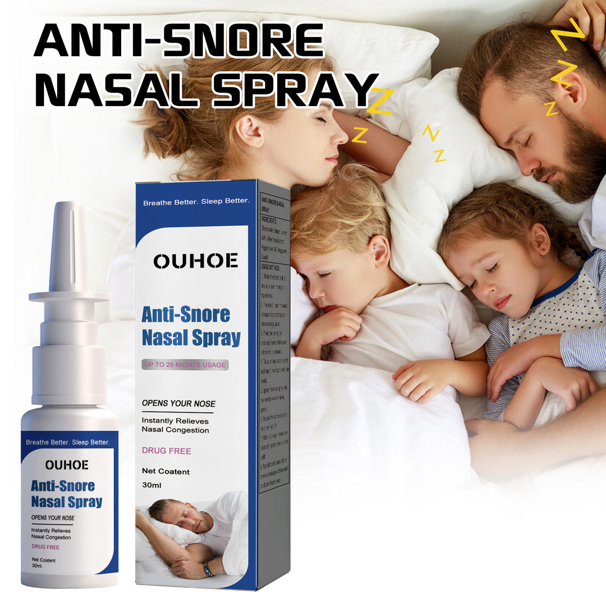 Relieve Congestion and Nasal Discomfort, Anti Snoring Nasal Spray (Pac ...