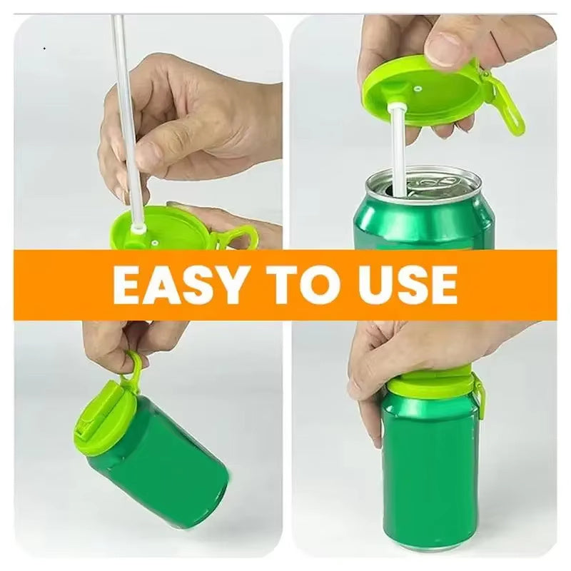 Straw Can Soda Cola Cans Cup Lid, Reusable Can Stopper for Soda Beer D ...