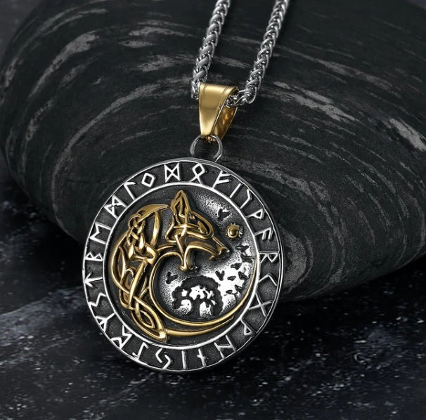Vintage Nordic Rune Necklaces for Men, Stainless Steel Norse Runes Vik ...