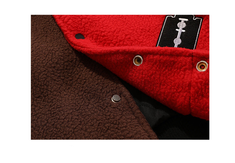 Retro Fashion Brand Lamb Wool, Baseball Uniform Jacket for Women ...